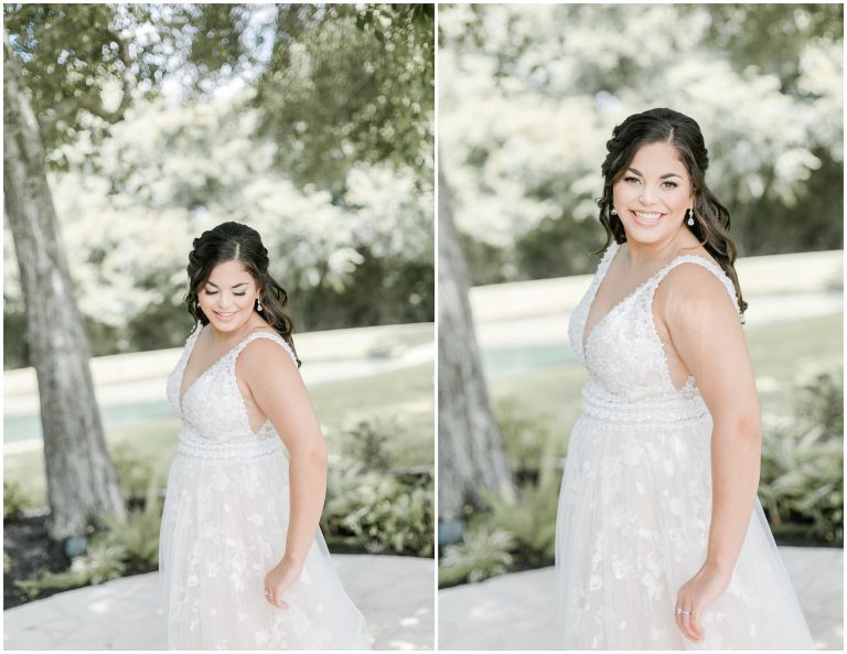 Bridal portraits at Cy-Hope, Catholic ceremony with dusty blue details ...