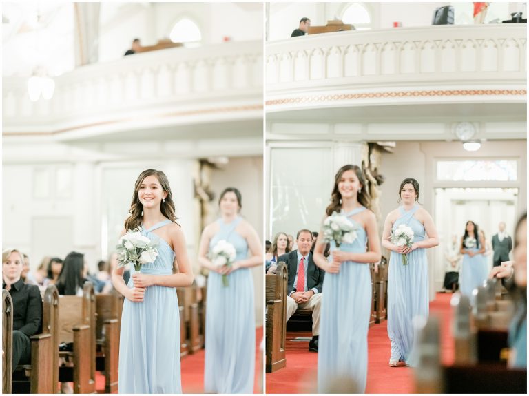 Bridal portraits at Cy-Hope, Catholic ceremony with dusty blue details ...