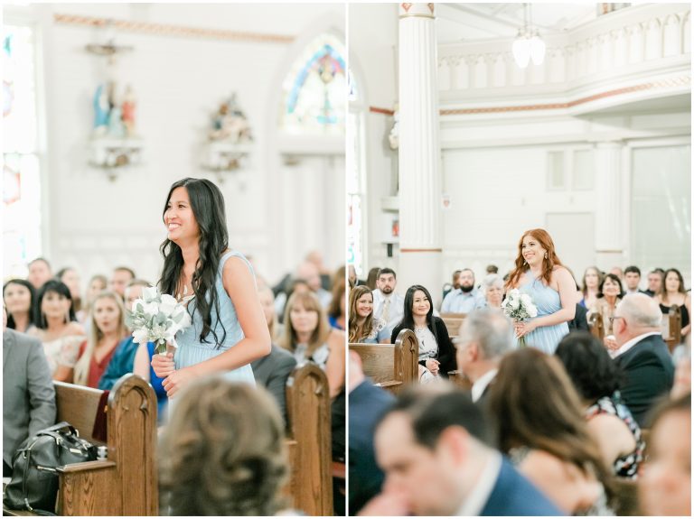 Bridal portraits at Cy-Hope, Catholic ceremony with dusty blue details ...