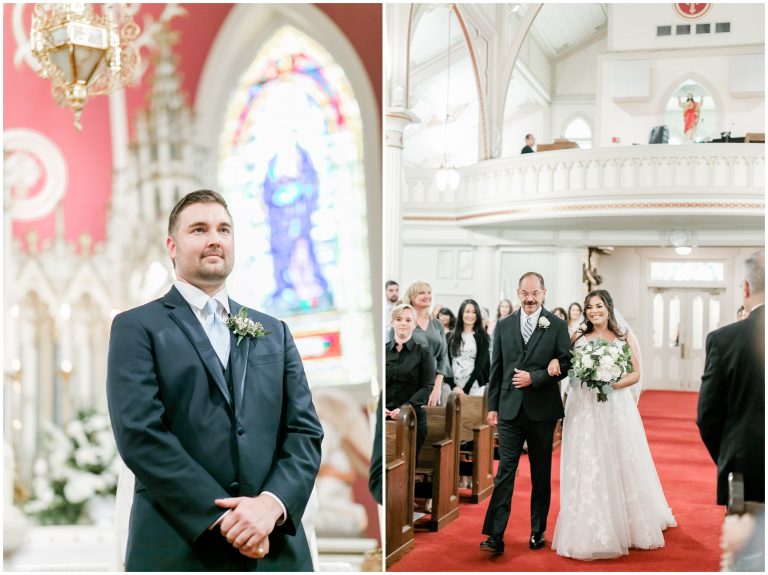 Bridal portraits at Cy-Hope, Catholic ceremony with dusty blue details ...
