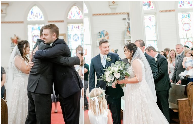 Bridal portraits at Cy-Hope, Catholic ceremony with dusty blue details ...